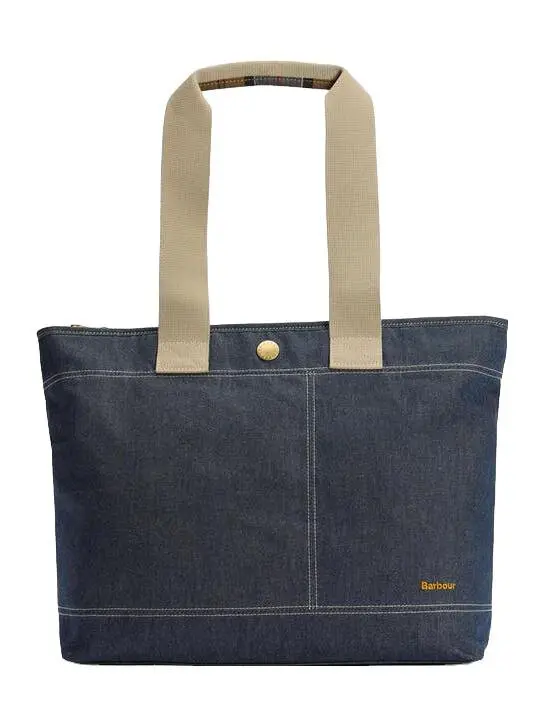 Barbour Mya Two-tone Dry Wax Cotton Tote - Indigo
