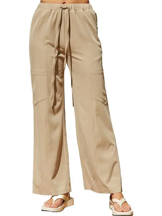 CRESCENT Pull-on Tencel Blend Pants - Taupe