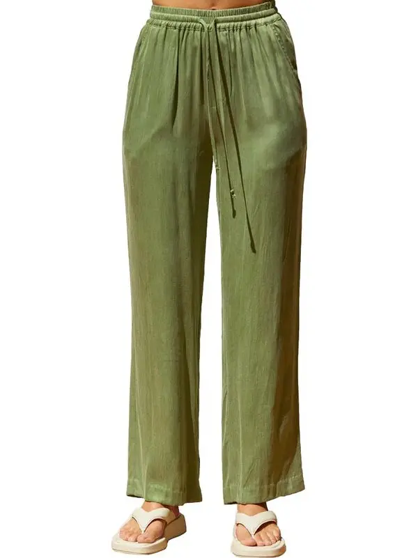 CRESCENT Pull-on Cupro Pants - Matcha
