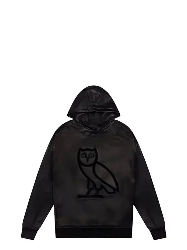 OVO Leather Og Owl Hoodie - Black