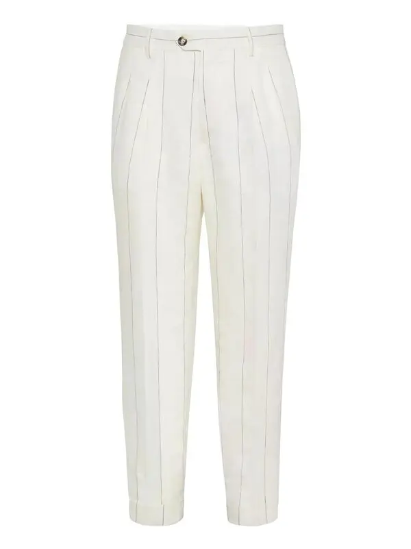 Brunello Cucinelli Striped Trousers - White