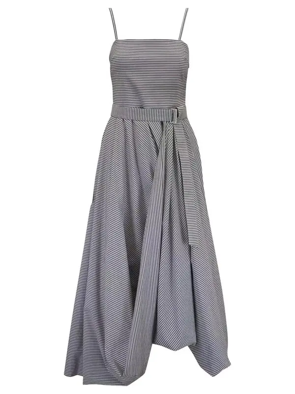 Brunello Cucinelli Striped Midi Dress - Brown
