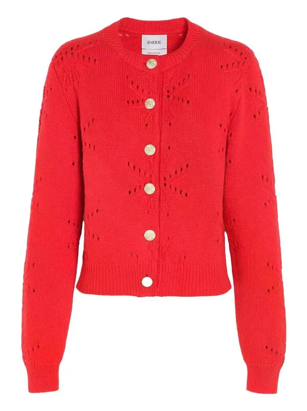 BARRIE Pointelle-motif Cardigan - Red