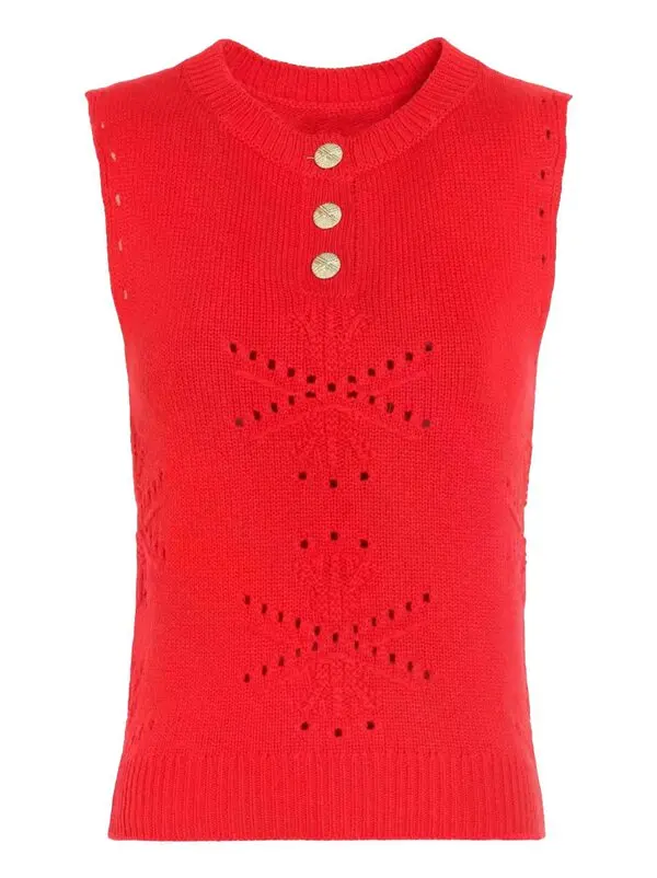 BARRIE Perforated-motif Top - Red