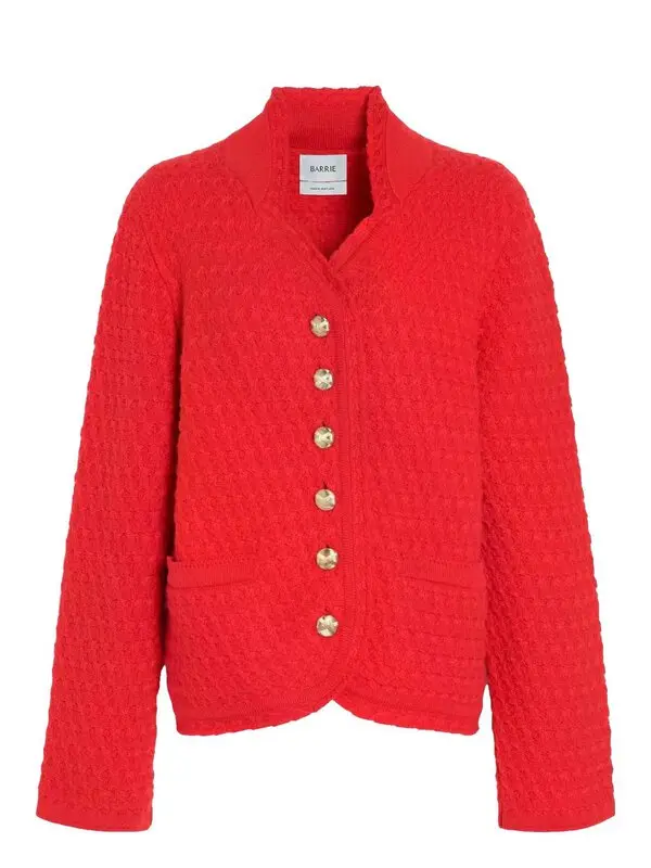 BARRIE Cashmere Tweed Cardigan - Red