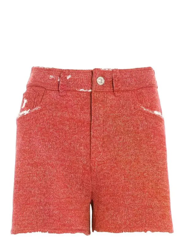 BARRIE Fine-knit Fringe-detail Shorts - Red