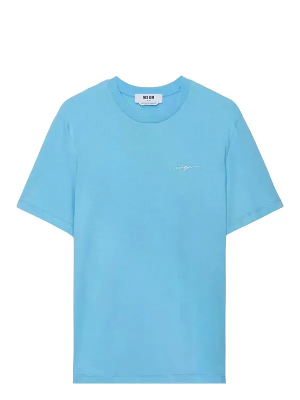 MSGM Logo-embroidered T-shirt - Blue