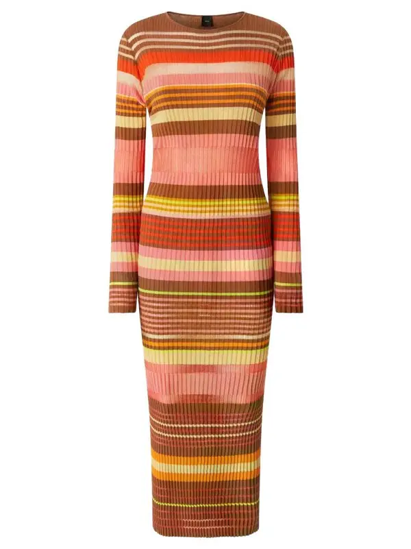 Pinko Striped Midi Dress - Orange