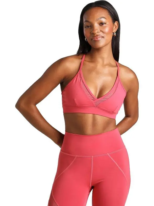 LOSANO V-neck Mesh Panel Bra - Pink