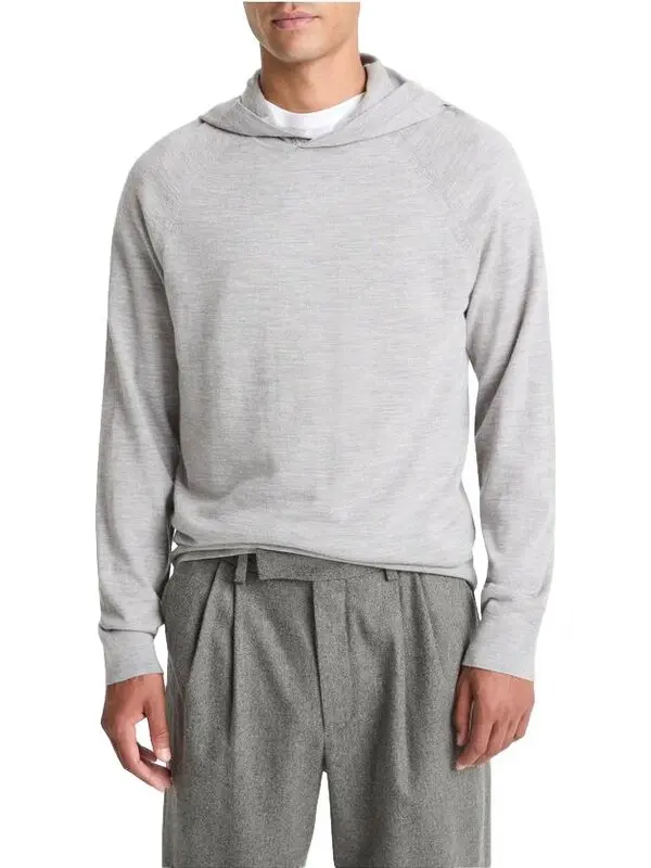 Vince Featherweight Merino Wool-cashmere Hoodie - Grey