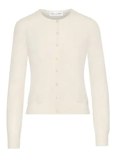 Oscar De La Renta Wool-blend Cardigan - Natural