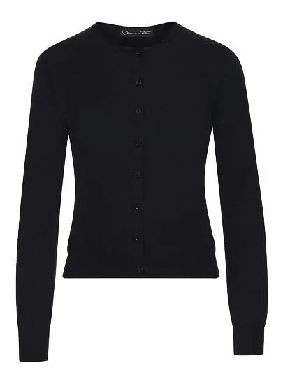 Oscar De La Renta Wool-blend Cardigan - Navy