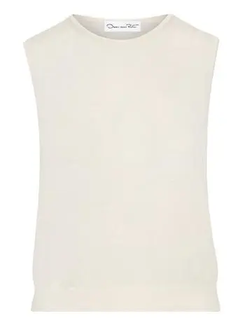 Oscar De La Renta Wool-blend Tank - Natural