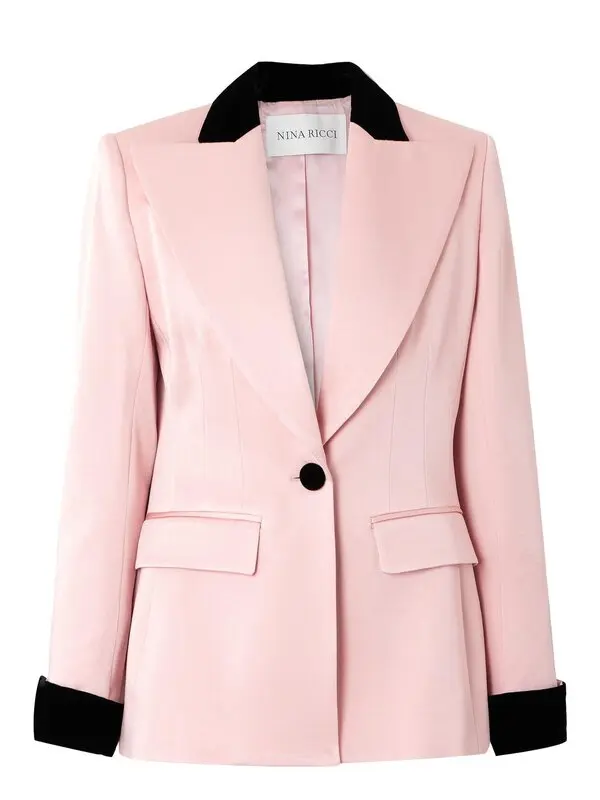 Nina Ricci Velvet-trimmed Blazer - Pink