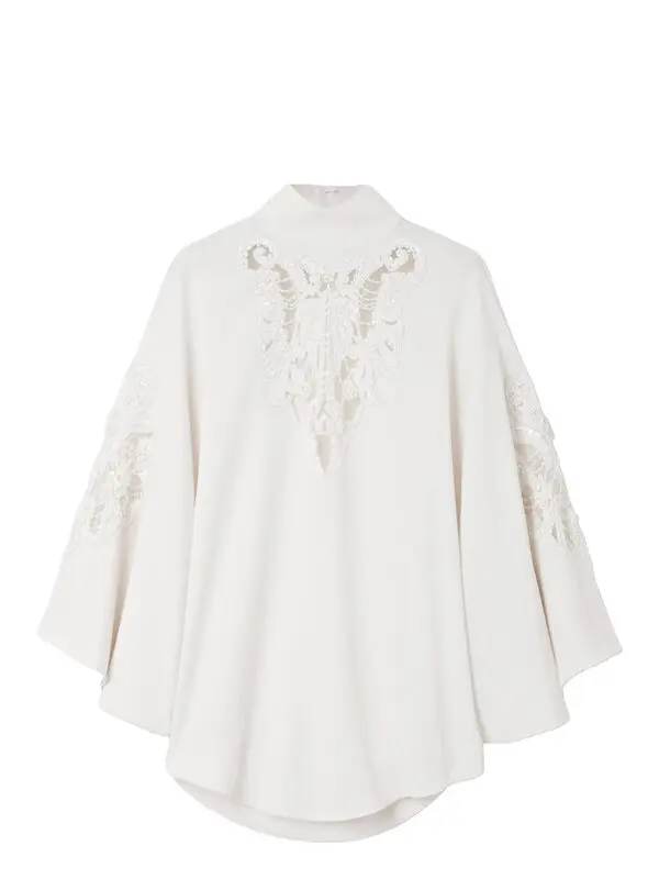 Zuhair Murad Embellished Tulle-paneled Cady Blouse - White