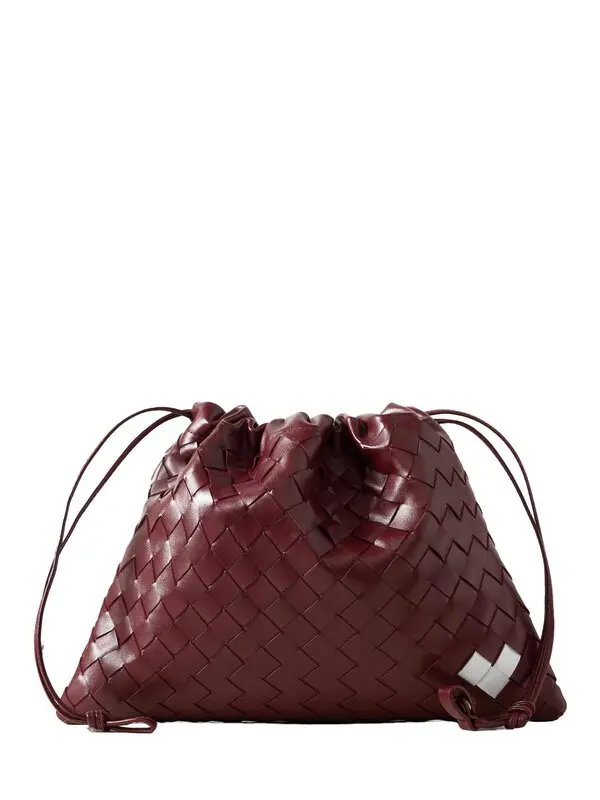 Bottega Veneta Intrecciato Leather Pouch - Burgundy