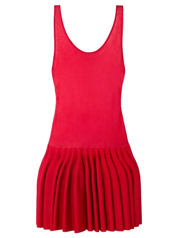 Alaïa Pleated Jersey And Stretch-knit Mini Dress - Red
