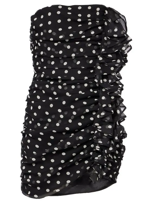 Nina Ricci Polka-dot Silk Chiffon Minidress - Black
