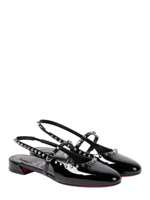 CHRISTIAN LOUBOUTIN Sweet Janispikes Slingback Flats - Black
