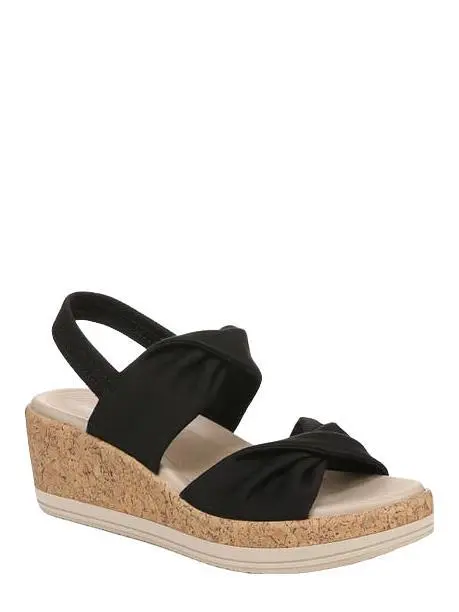 LIFESTRIDE Bzees Riley Slingback Wedge Sandals - Black Fabric