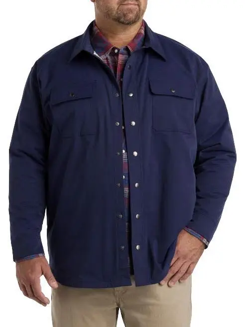 TRUE NATION BY DXL Big & Tall Flannel-lined Shirt Jacket - Evening Blue