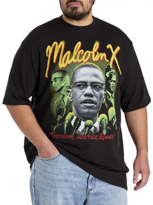 TRUE NATION BY DXL Big & Tall Malcom X Graphic Tee - Black