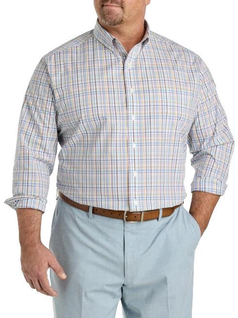 OAK HILL BY DXL Big & Tall Medium Plaid Performance Sport Shirt - Multi