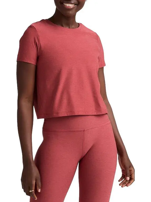 Beyond Yoga Featherweight Supreme Crop T-shirt - Faded Rose Heather