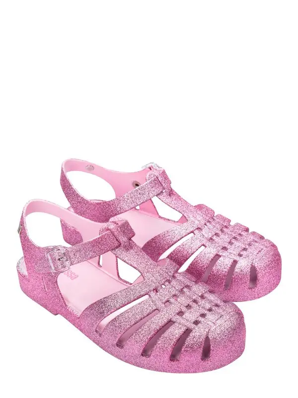 Melissa Possession Glitter Fisherman Sandal - Pink Silver Glitter
