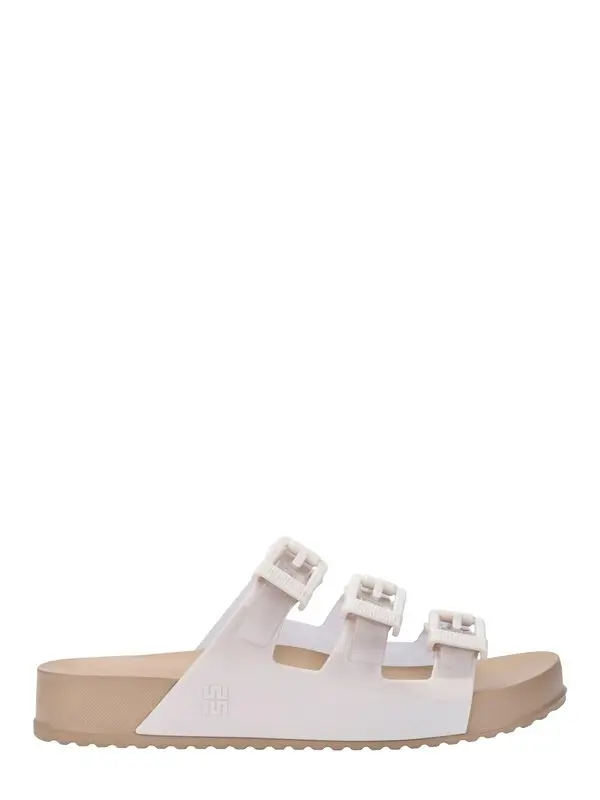 Melissa Cozy Stripes Platform Slide Sandal - Beige/white
