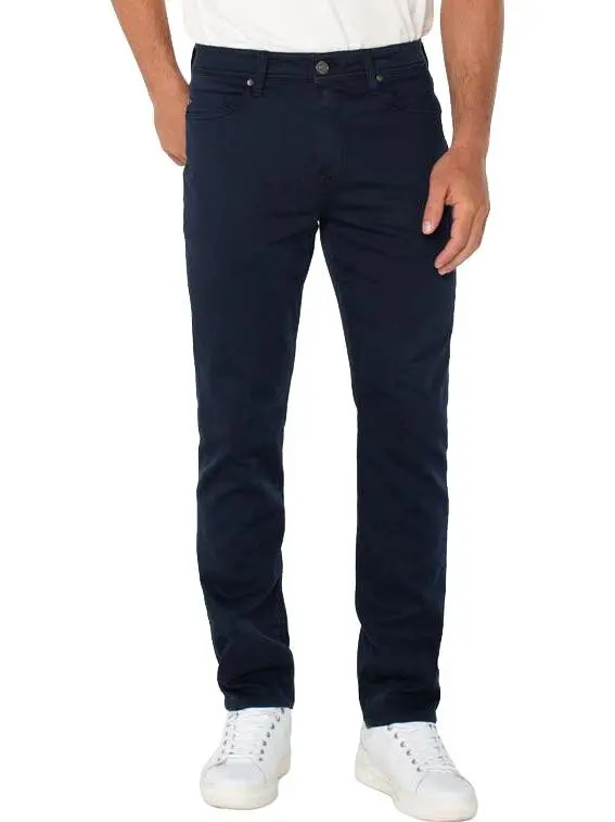 LIVERPOOL Kingston Modern Slim Straight Leg Twill Pants - Navy