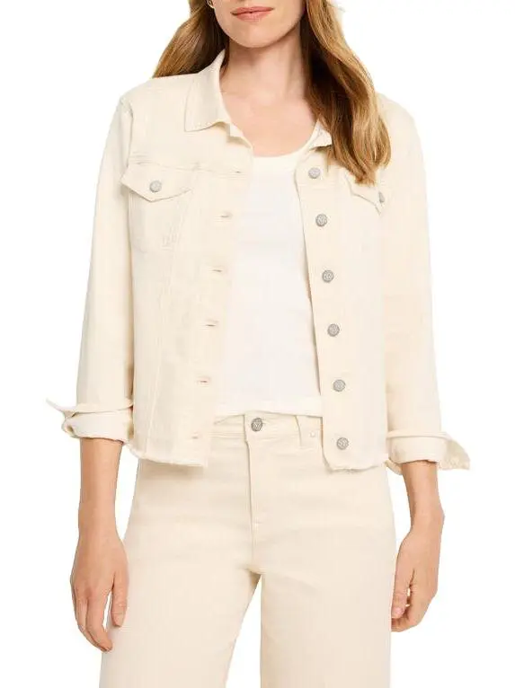 NIC+ZOE Essential Fray Hem Denim Trucker Jacket - Canvas