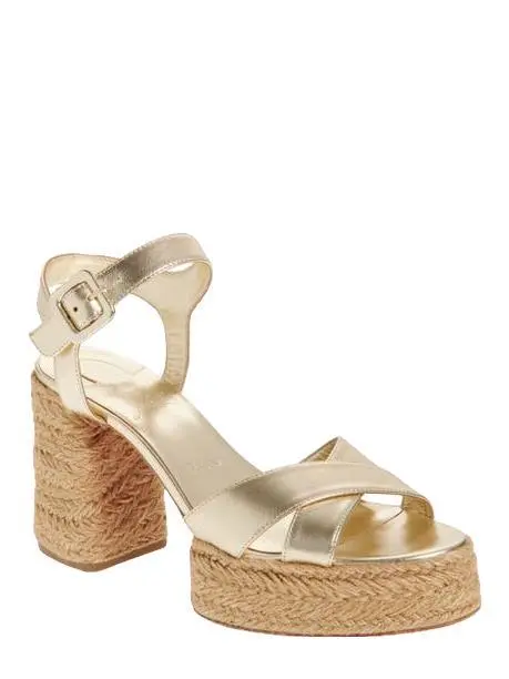 CHRISTIAN LOUBOUTIN Calakala Metallic Leather Espadrille Platform Sandals - Platine