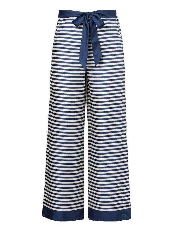 Max Mara Nine Striped Wide-leg Pants - Beige
