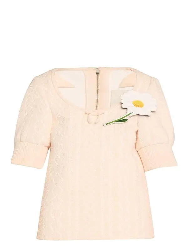 Marc Jacobs Floral Brooch Oversized Top - Light Pink