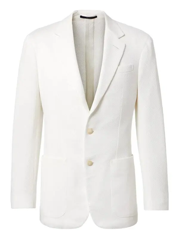 Dunhill Cotton Piqué Double-breasted Blazer - White