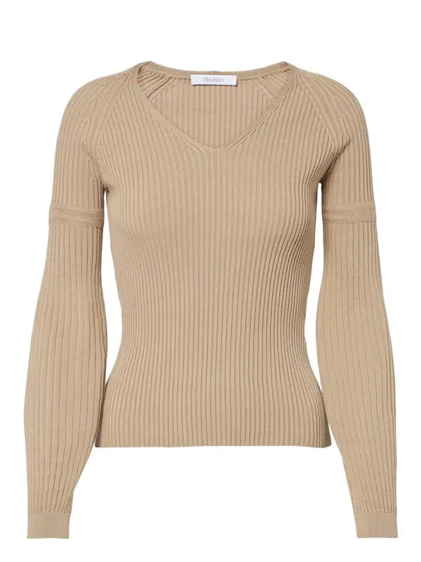 Max Mara Gioiosa Ribbed-knit Cotton Sweater - Beige