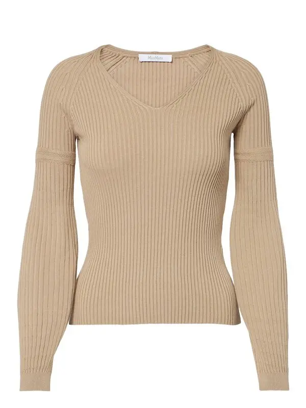 Max Mara Ribbed-knit Cotton Sweater - Beige