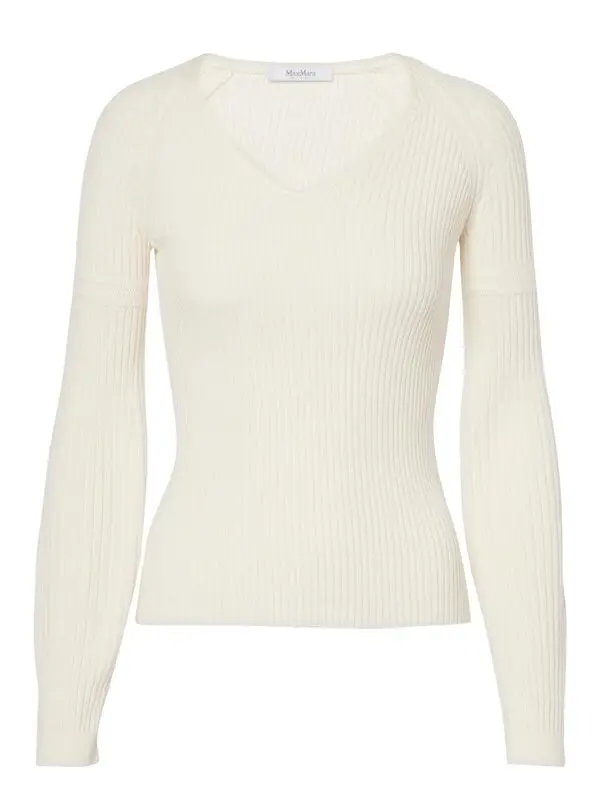 Max Mara Ribbed-knit Cotton Sweater - White