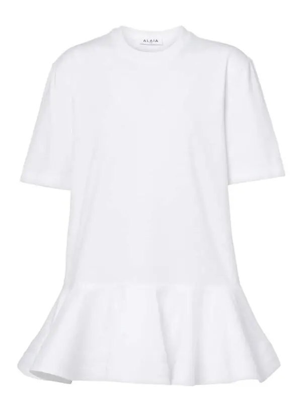 Alaïa Peplum Cotton Jersey T-shirt - White