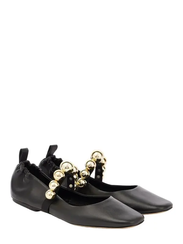 SOULIERS MARTINEZ Flamenca Leather Mary Jane Flats - Black