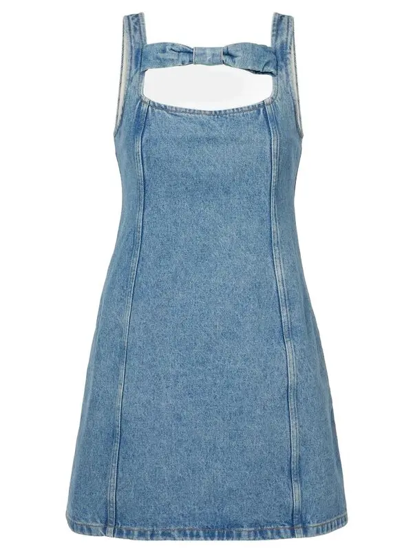 Nina Ricci Bow-detail Denim Minidress - Blue