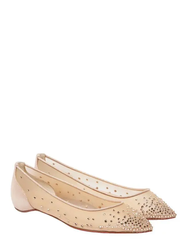 CHRISTIAN LOUBOUTIN Follies Strass Ballet Flats - Beige