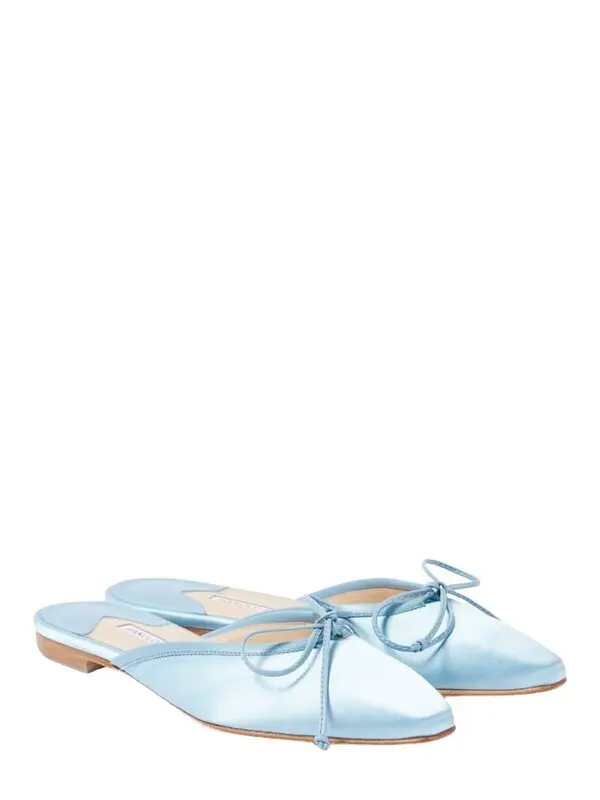 Manolo Blahnik Ballerimu Satin Mules - Blue
