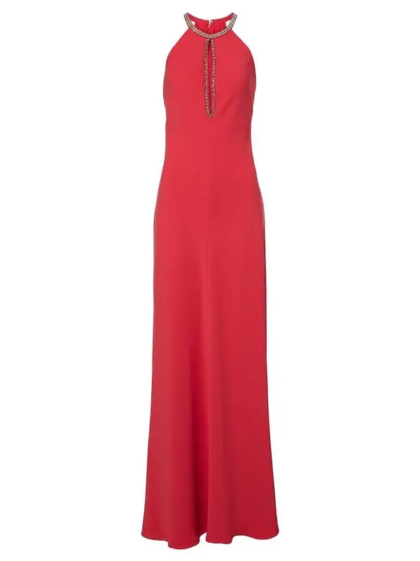 Max Mara Fernet Halterneck Gown - Red