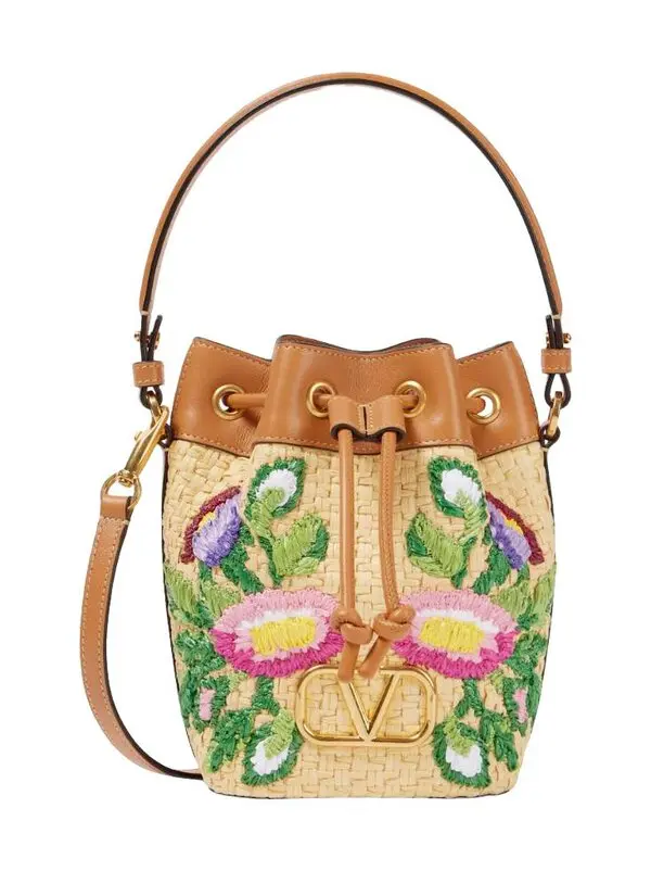 Valentino Garavani Vlogo Floral Embroidered Bucket Bag - Multicoloured