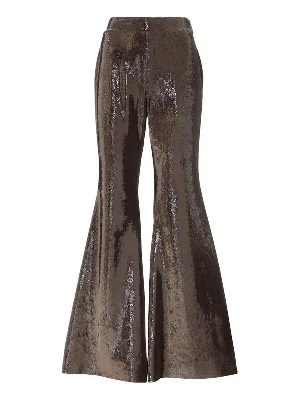 Nina Ricci Sequined Flared Pants - Brown