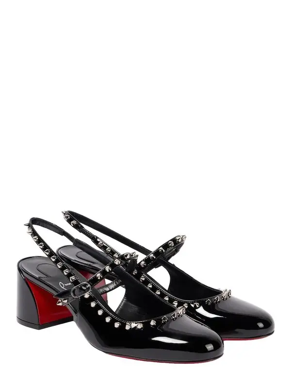 CHRISTIAN LOUBOUTIN Janispikes 55 Patent Leather Mary Jane Pumps - Black