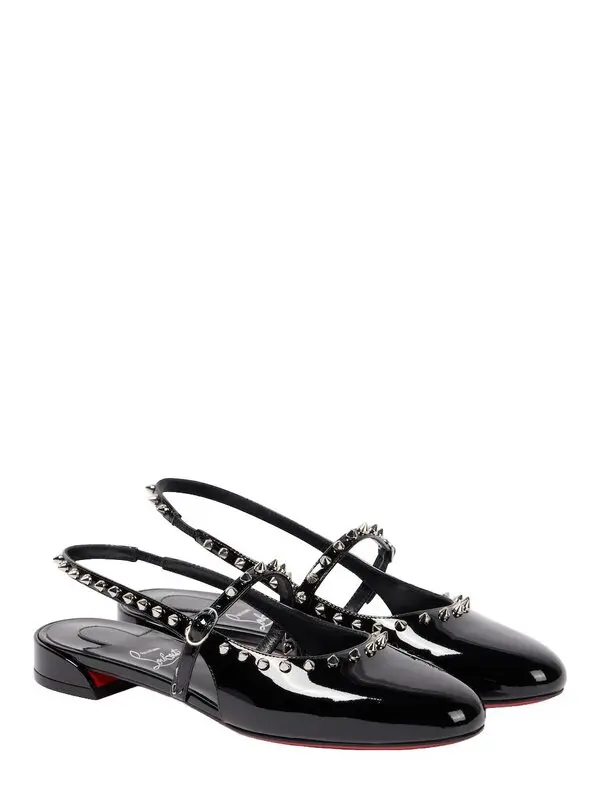 CHRISTIAN LOUBOUTIN Sweet Janispikes Slingback Flats - Black