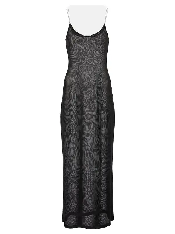 Alaïa Sheer Knitted Midi Dress - Black